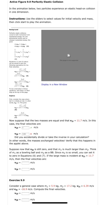 Solved Active Figure 9.9 Perfectly Elastic Collision In the | Chegg.com
