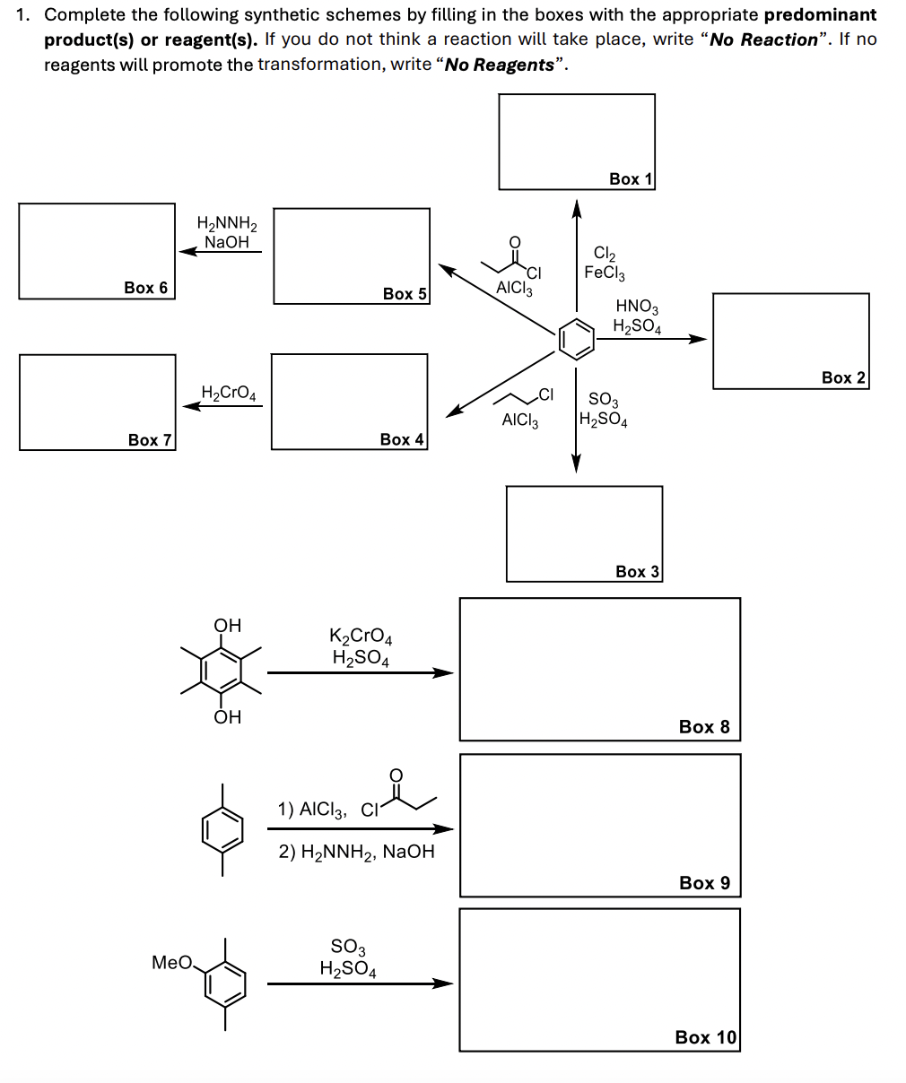 Solved 1. ﻿Complete the following synthetic schemes by | Chegg.com
