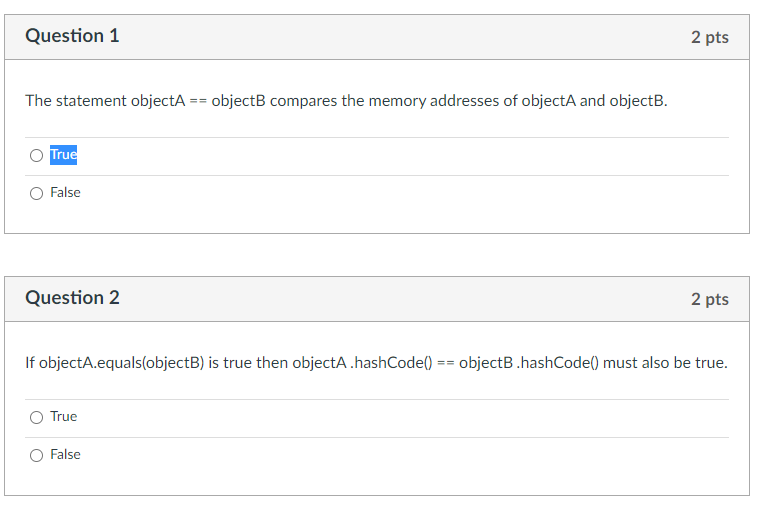 Solved Question 1 2 pts The statement objectA object | Chegg.com