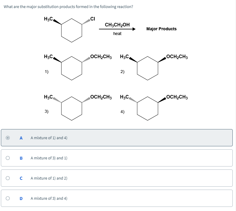Solved What are the major substitution products formed in | Chegg.com