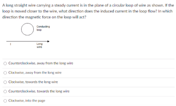 Solved A long straight wire carrying a steady current is in | Chegg.com