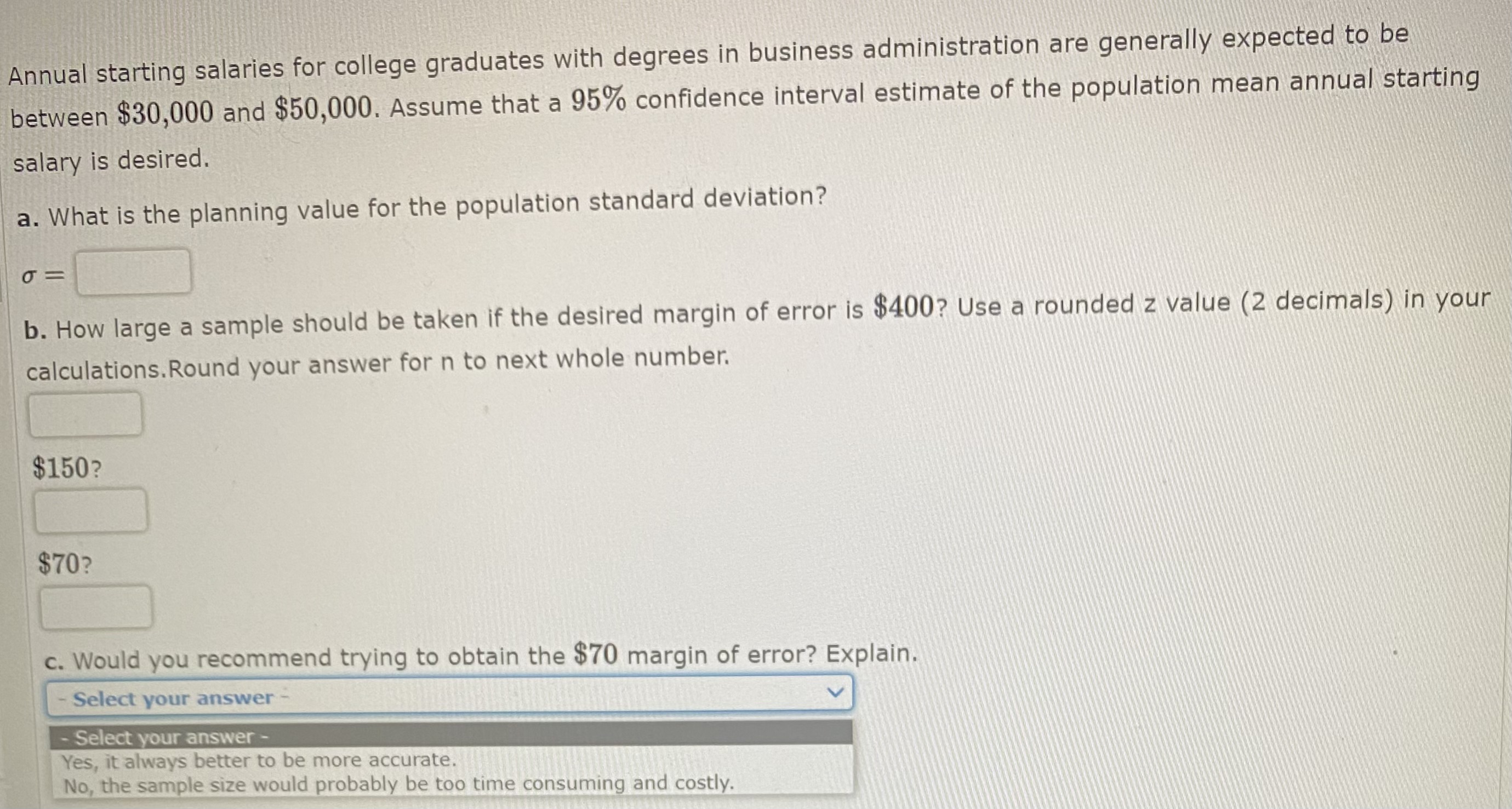 Solved Annual starting salaries for college graduates with | Chegg.com