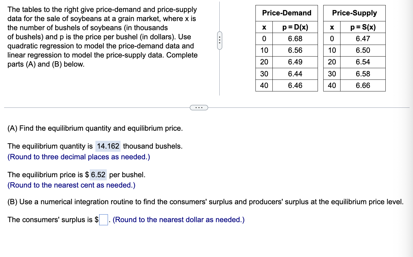 Solved (A) ﻿Find the equilibrium quantity and equilibrium | Chegg.com