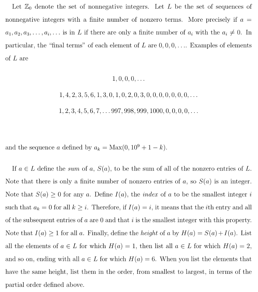 Let Zo denote the set of nonnegative integers. Let L | Chegg.com