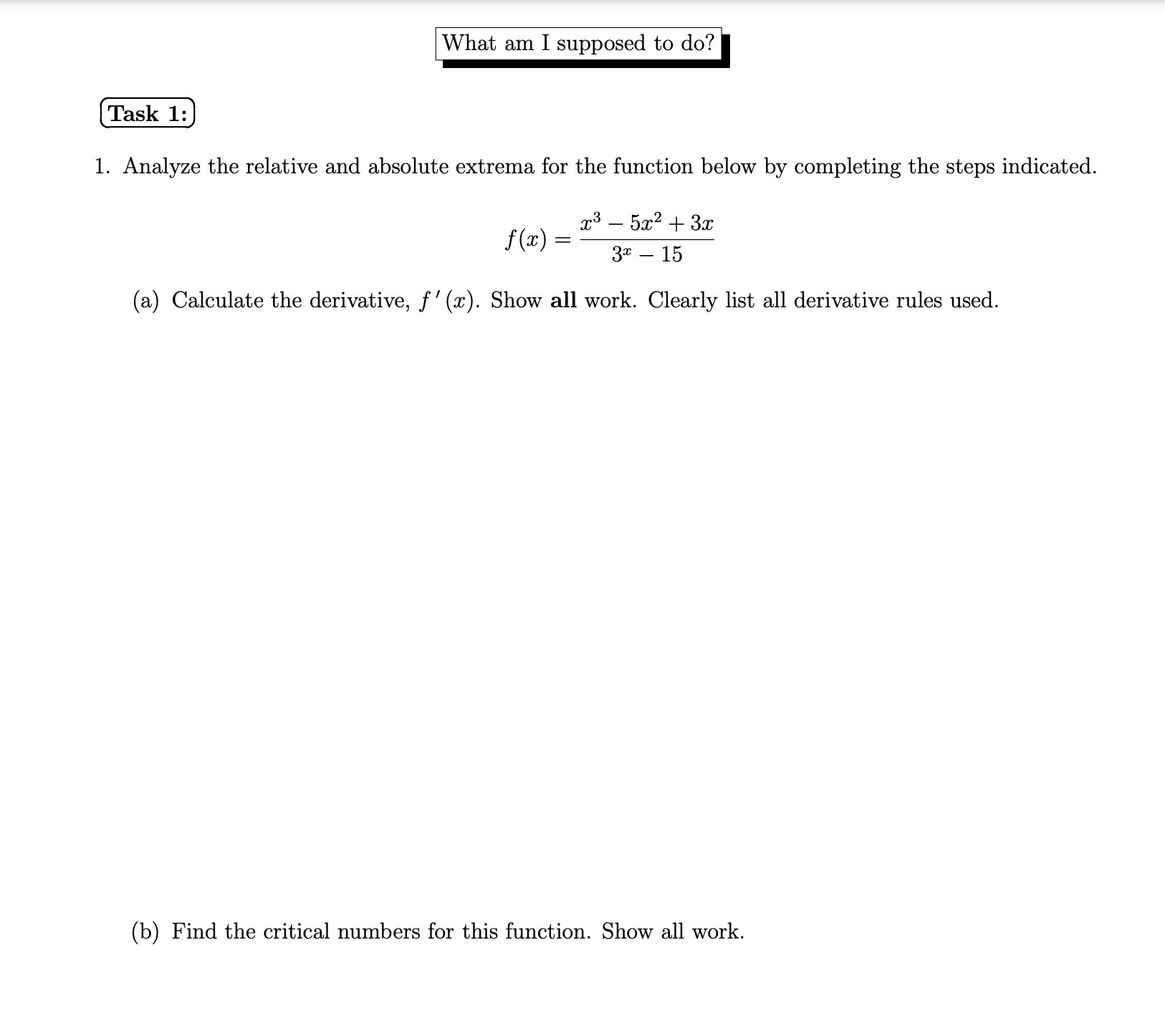 Solved 1. Analyze the relative and absolute extrema for the | Chegg.com