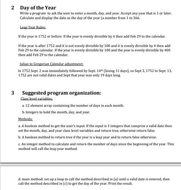 Solved 2 Day of the Year Write a program to ask the user to | Chegg.com