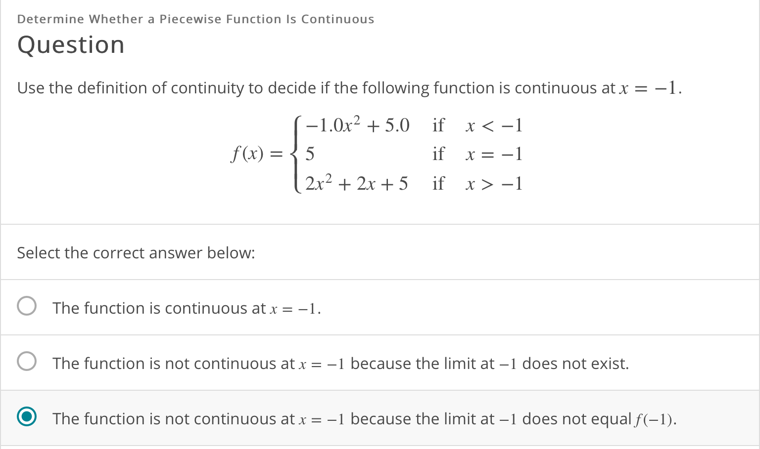 Solved Determine Whether A Piecewise Function Is Continuous Chegg