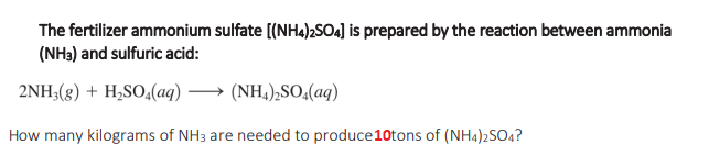 Solved The fertilizer ammonium sulfate [(NH4)2SO4] is | Chegg.com