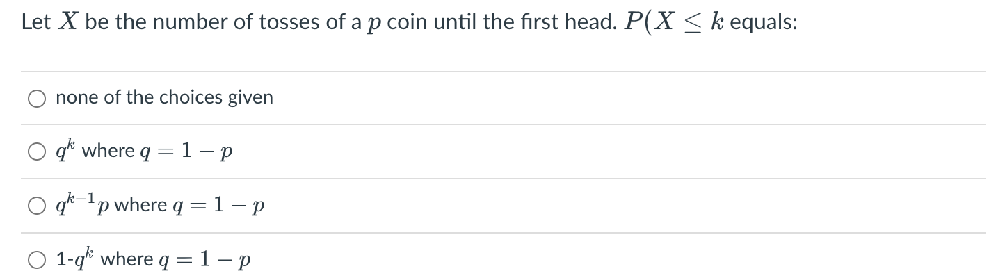 Solved Let X be the number of tosses of a p coin until the | Chegg.com
