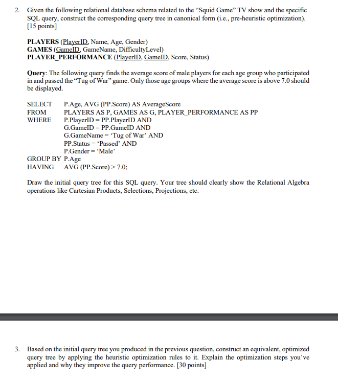 Solved Given the following relational database schema | Chegg.com