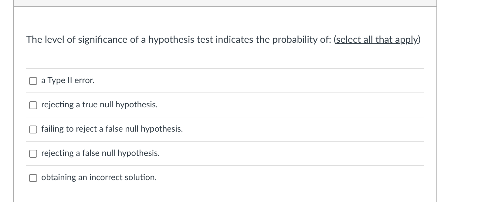 Solved The level of significance of a hypothesis test | Chegg.com