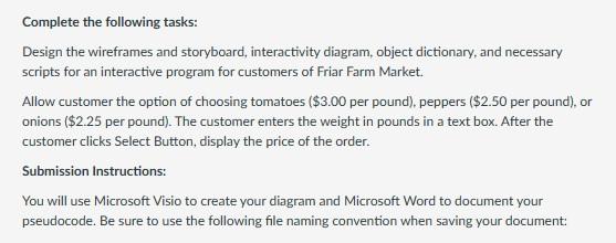Solved Complete the following tasks: Design the wireframes | Chegg.com