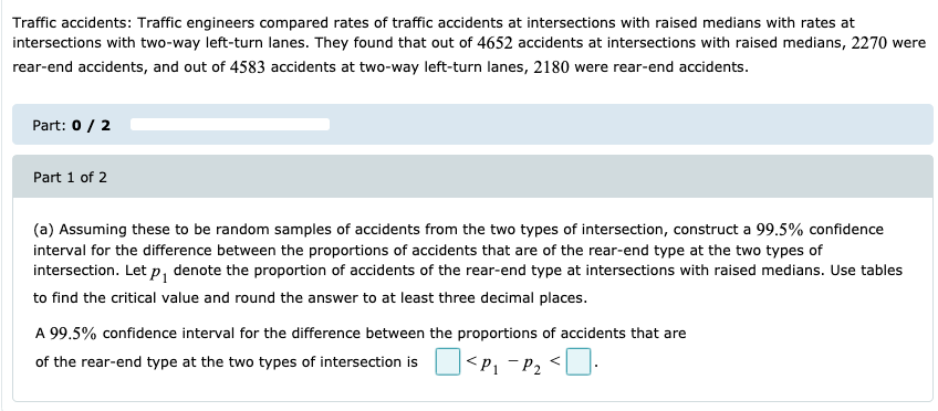 Solved Traffic accidents: Traffic engineers compared rates | Chegg.com