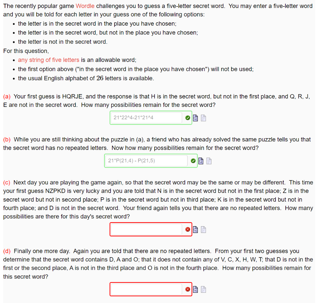 Solved The recently popular game Wordle challenges you to | Chegg.com