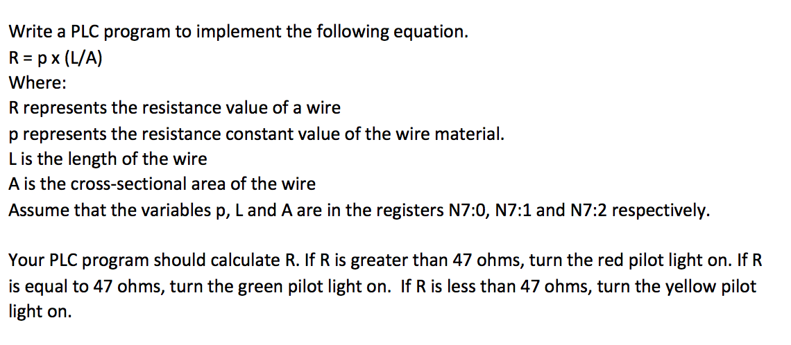 Solved Write a PLC program to implement the following | Chegg.com