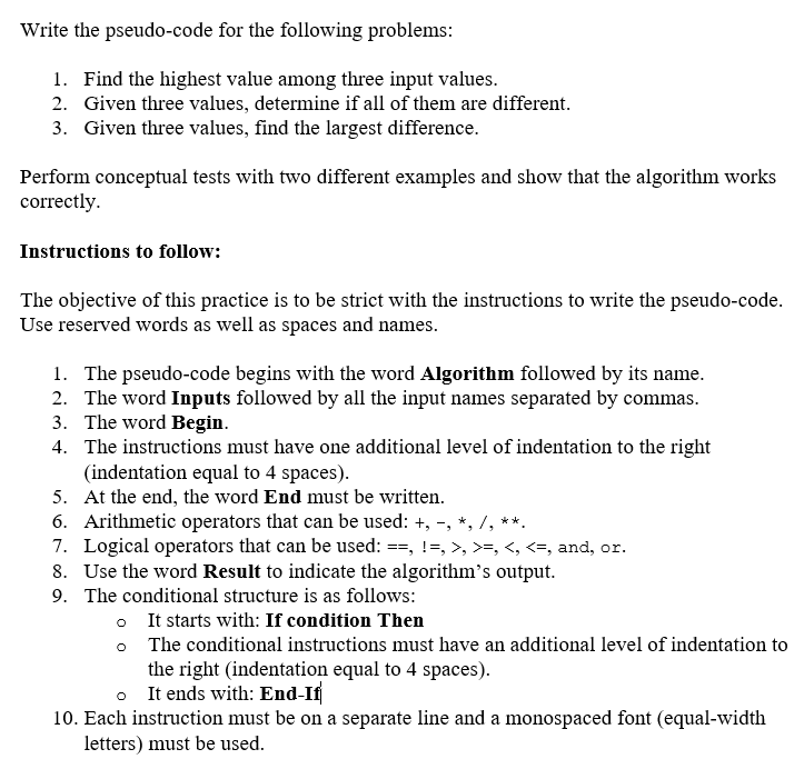 Solved Write the pseudo-code for the following problems: 1. | Chegg.com