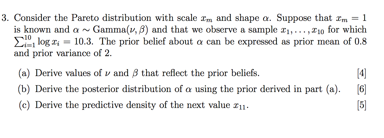 Solved = 3. Consider the Pareto distribution with scale Im | Chegg.com