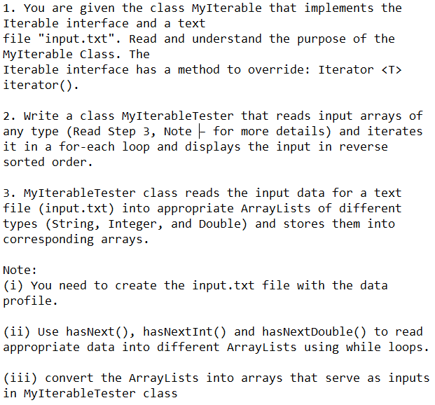 Solved 1. You are given the class MyIterable that implements | Chegg.com