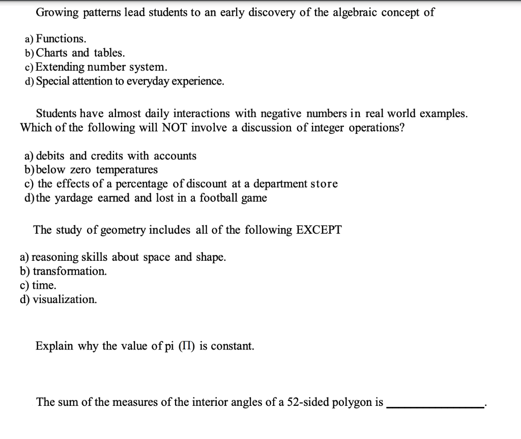 Solved Growing patterns lead students to an early discovery | Chegg.com