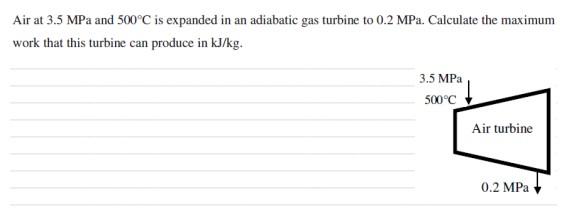 Solved Air at 3.5MPa and 500∘C is expanded in an adiabatic | Chegg.com