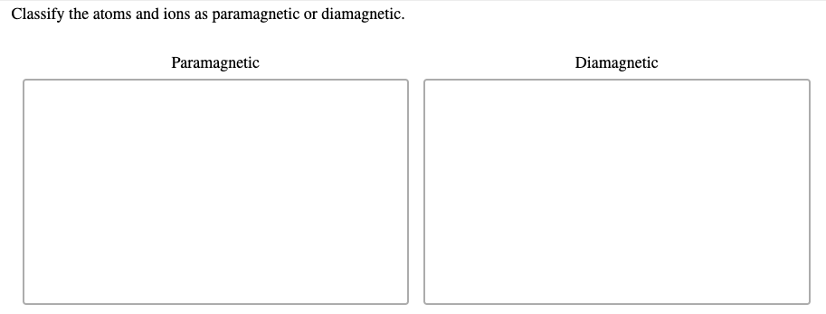 Solved Classify the atoms and ions as paramagnetic or | Chegg.com