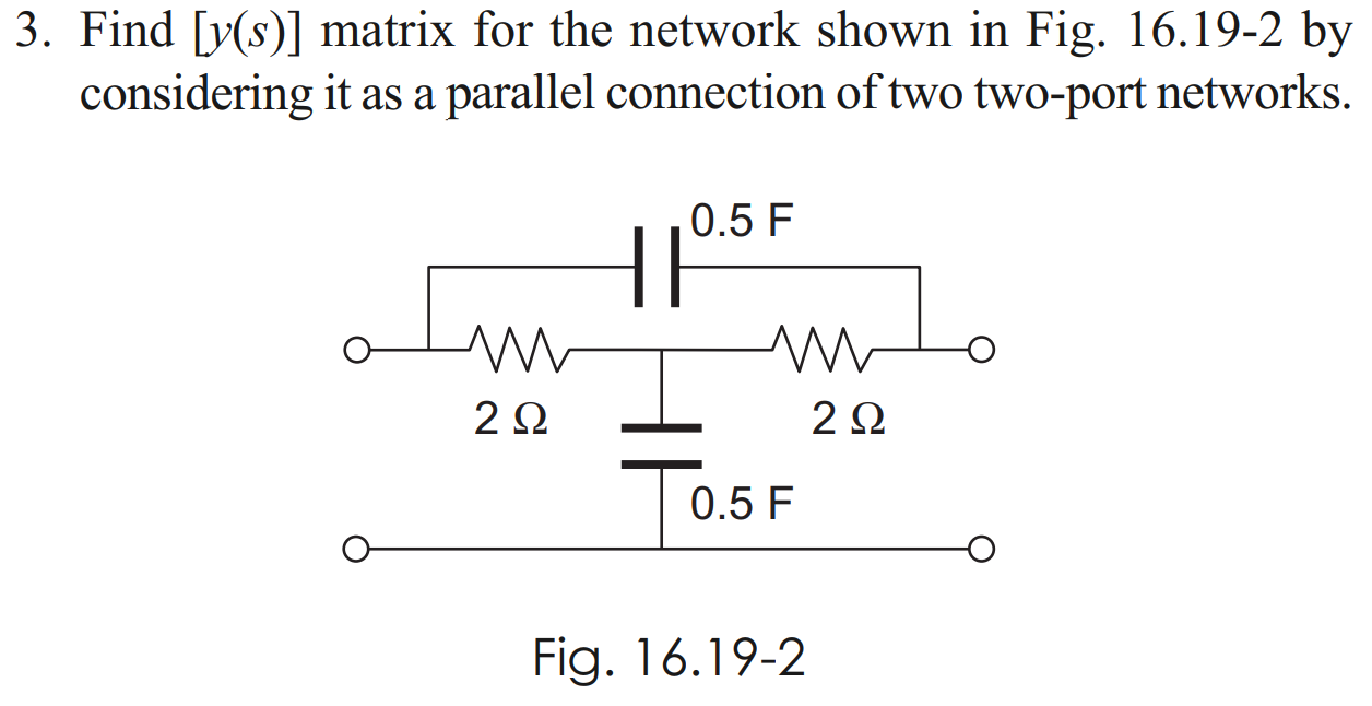 Solved 3. Find [y($)] matrix for the network shown in Fig. | Chegg.com