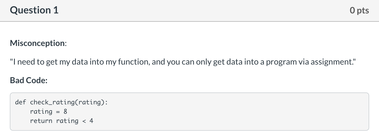 Solved PYTHON An explanation of the misconception. An | Chegg.com