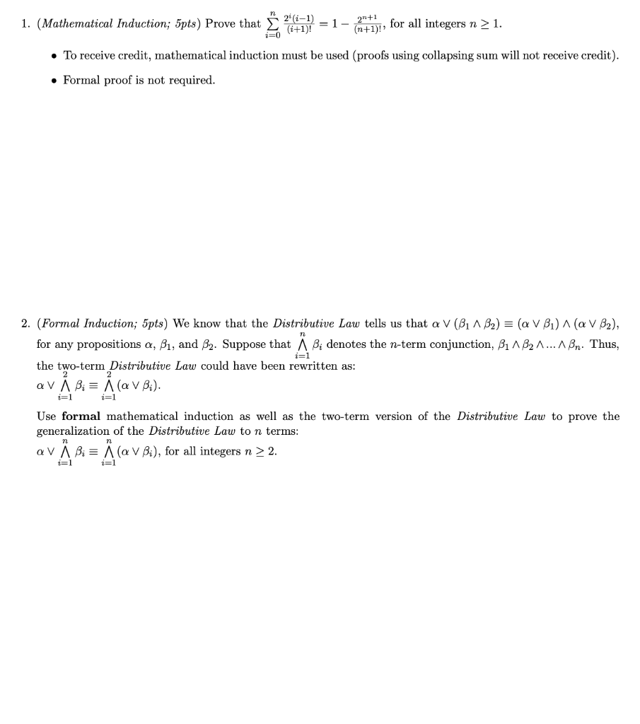 Solved 1. (Mathematical Induction; 5pts) Prove that | Chegg.com