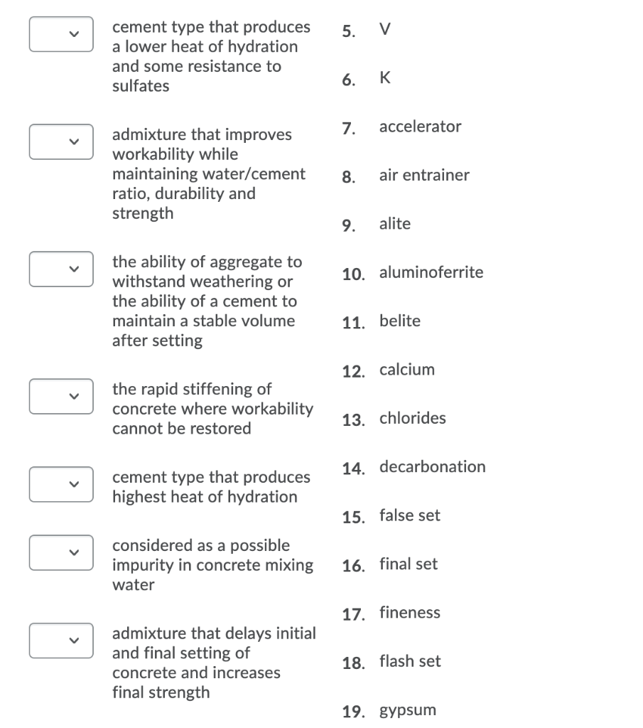 Solved Match each question with the best answer listed. Each | Chegg.com