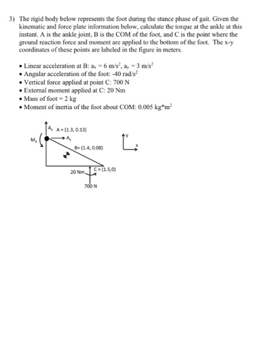 Solved The rigid body below represents the foot during the | Chegg.com