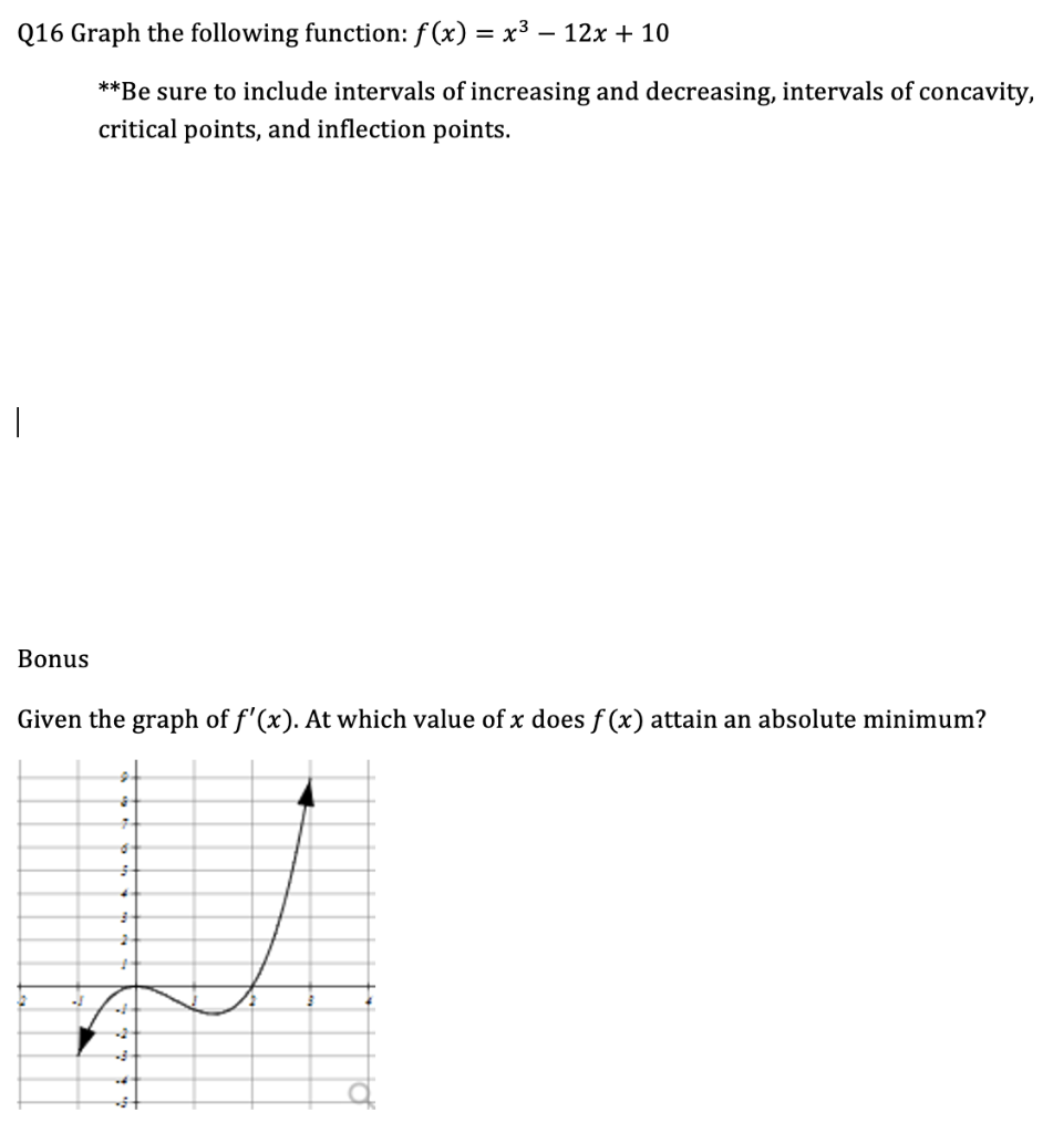 Solved Q16 Graph the following function: f(x)=x3−12x+10 **Be | Chegg.com