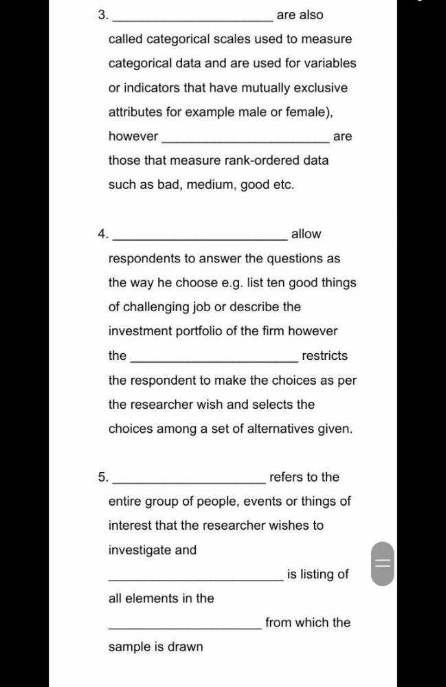 Solved 3. are also called categorical scales used to measure | Chegg.com