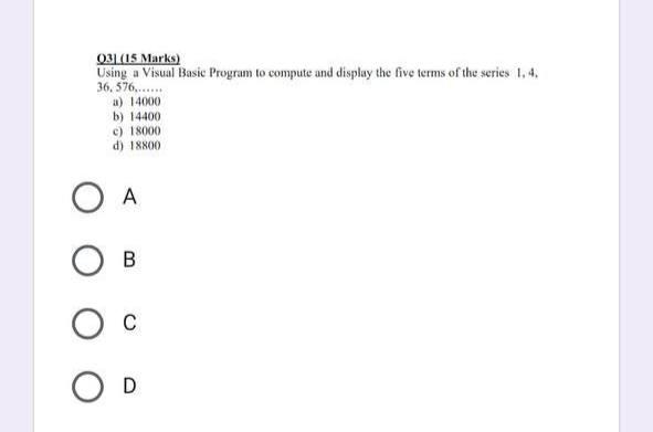 Solved 03 (15 Marks) Using a Visual Basic Program to compute | Chegg.com