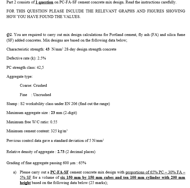 Solved Part 2 consists of 1 question on PC-FA-SF cement | Chegg.com