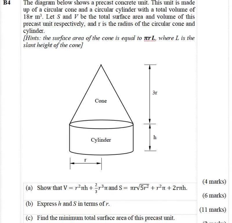 Solved B4 The diagram below shows a precast concrete unit. | Chegg.com