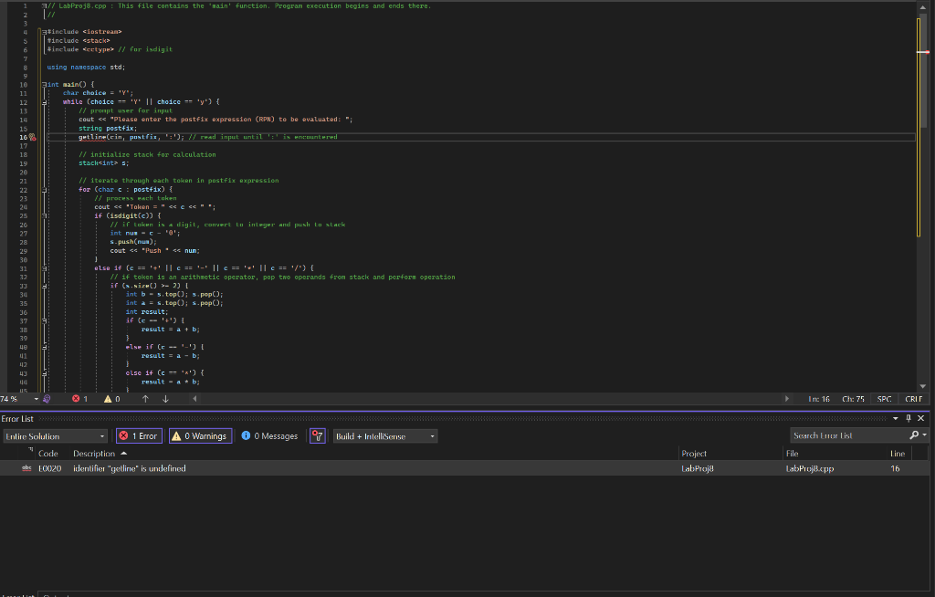 Solved Why does Microsoft visual studio not recognize | Chegg.com