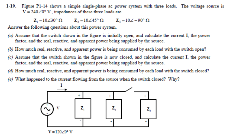 Solved 1-19. Figure P1-14 shows a simple single-phase ac | Chegg.com