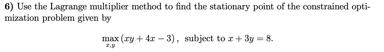 Solved ) Use the Lagrange multiplier method to Önd the | Chegg.com