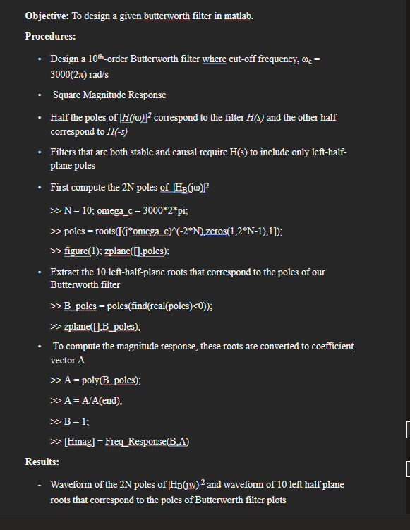 Objective: To design a given butterworth filter in | Chegg.com