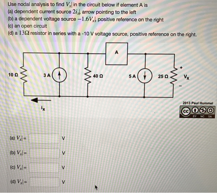 Solved Use nodal analysis to find V_x in the circuit below | Chegg.com