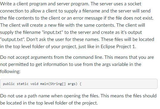 Solved Write a client program and server program. The server | Chegg.com