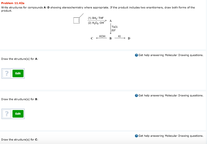 Solved Problem 11.42a Write structures for compounds A-D | Chegg.com