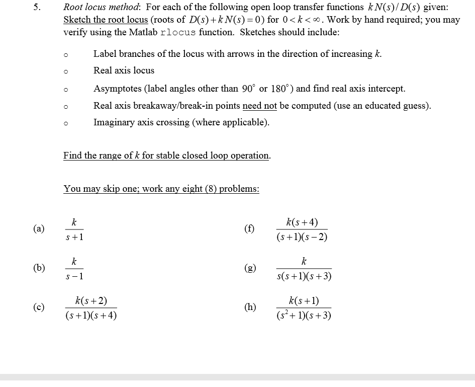 Solved Root locus method: For each of the following open | Chegg.com