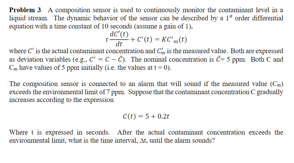 Solved Problem 3. A composition sensor is used to | Chegg.com