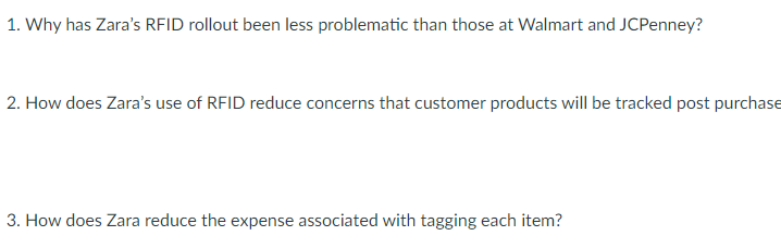 Solved Why has Zara’s RFID rollout been less problematic | Chegg.com