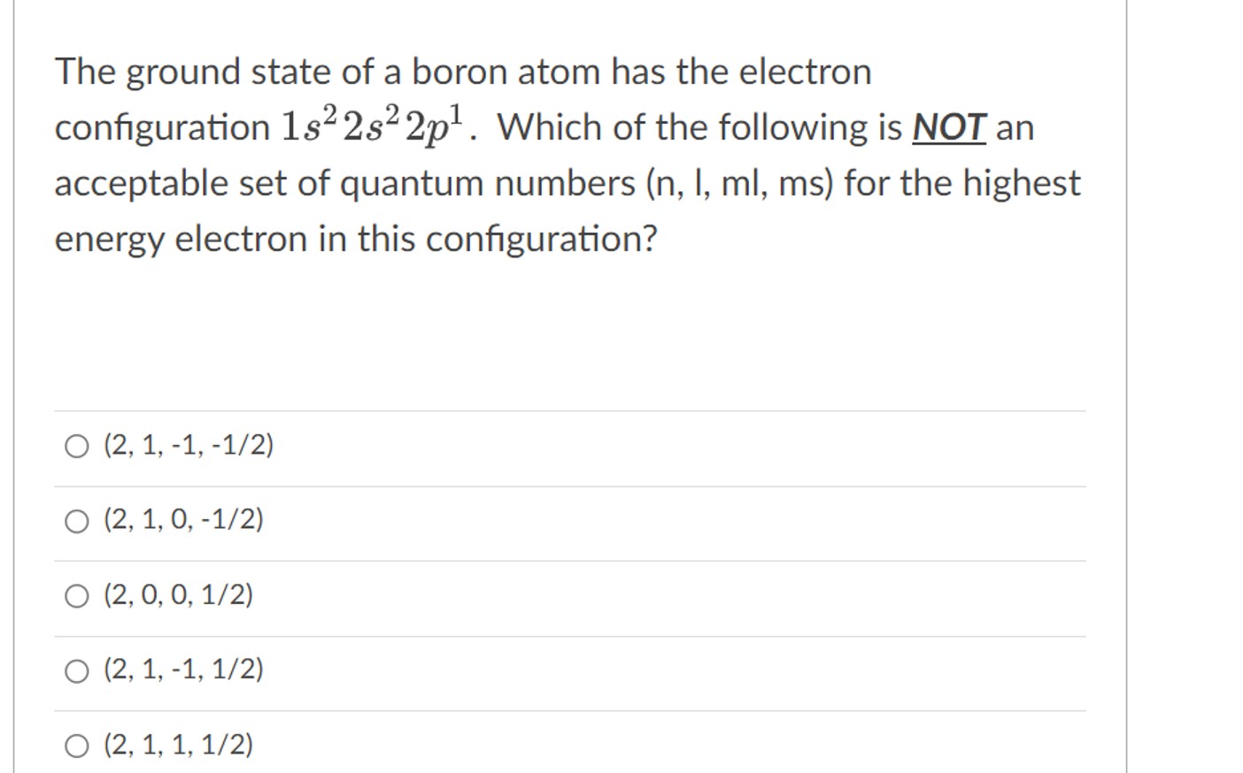 Solved The ground state of a boron atom has the | Chegg.com