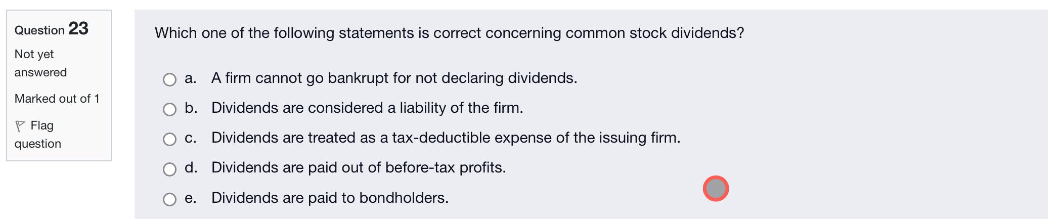 Solved Question 23 Which one of the following statements is | Chegg.com