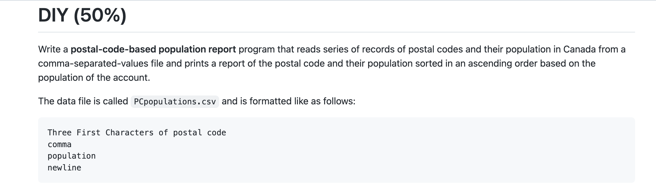 Solved Write a postal-code-based population report program | Chegg.com