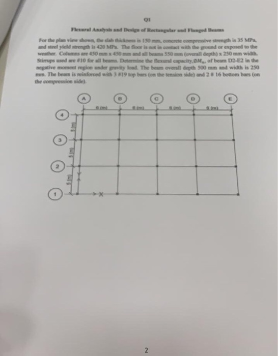 Solved reinforced concrete design , ACI code.the beam D2-E2 | Chegg.com