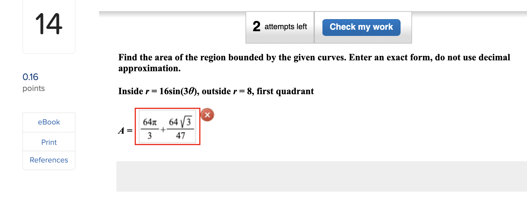 Solved Find the area of the region bounded by the given | Chegg.com